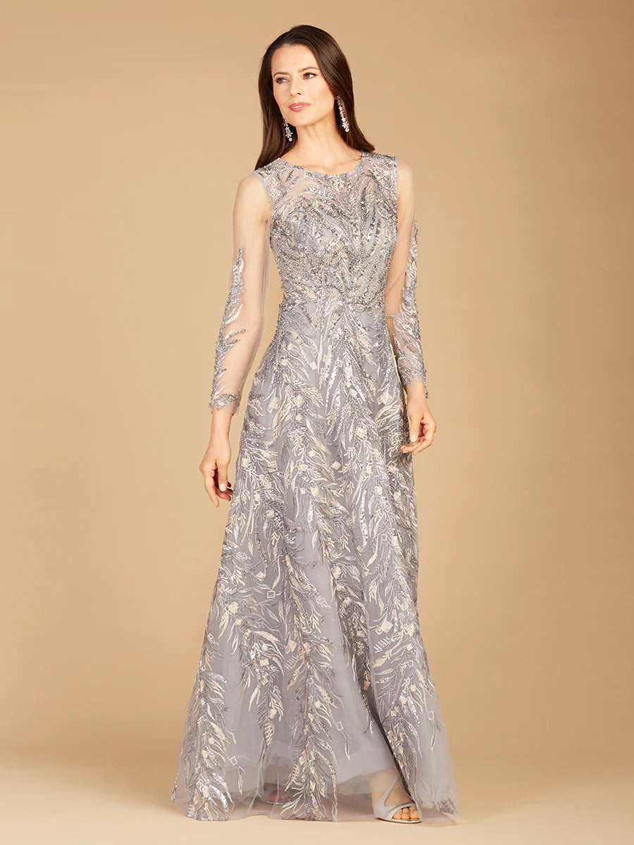 Lara 29353 High Neck, Long Sleeve Ball Gown